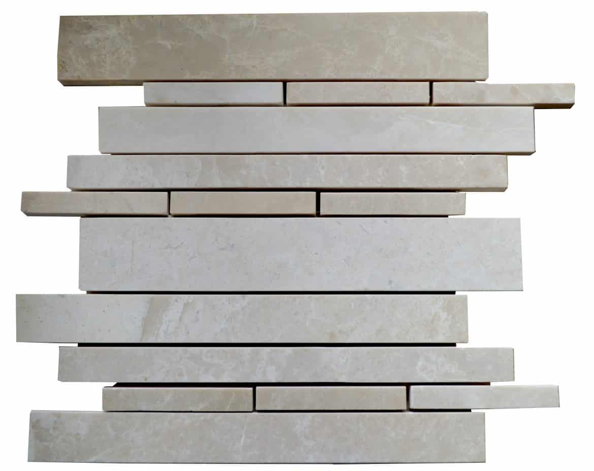 Botticino Beige Linear Polished Marble Mosaic Tiles - Wholesale Paver