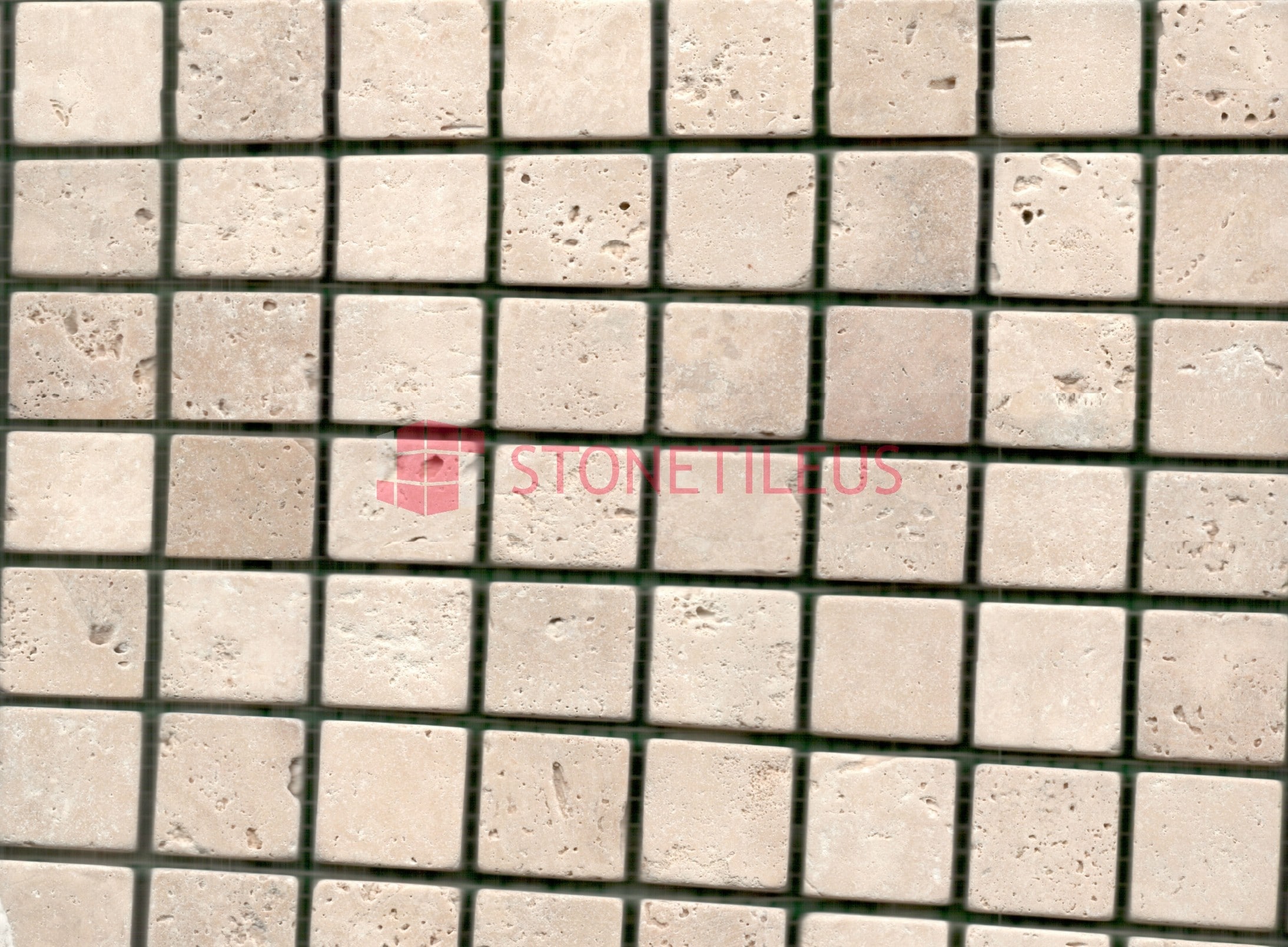 White Tumbled Travertine Mosaic Tiles 1x1 - Wholesale Paver