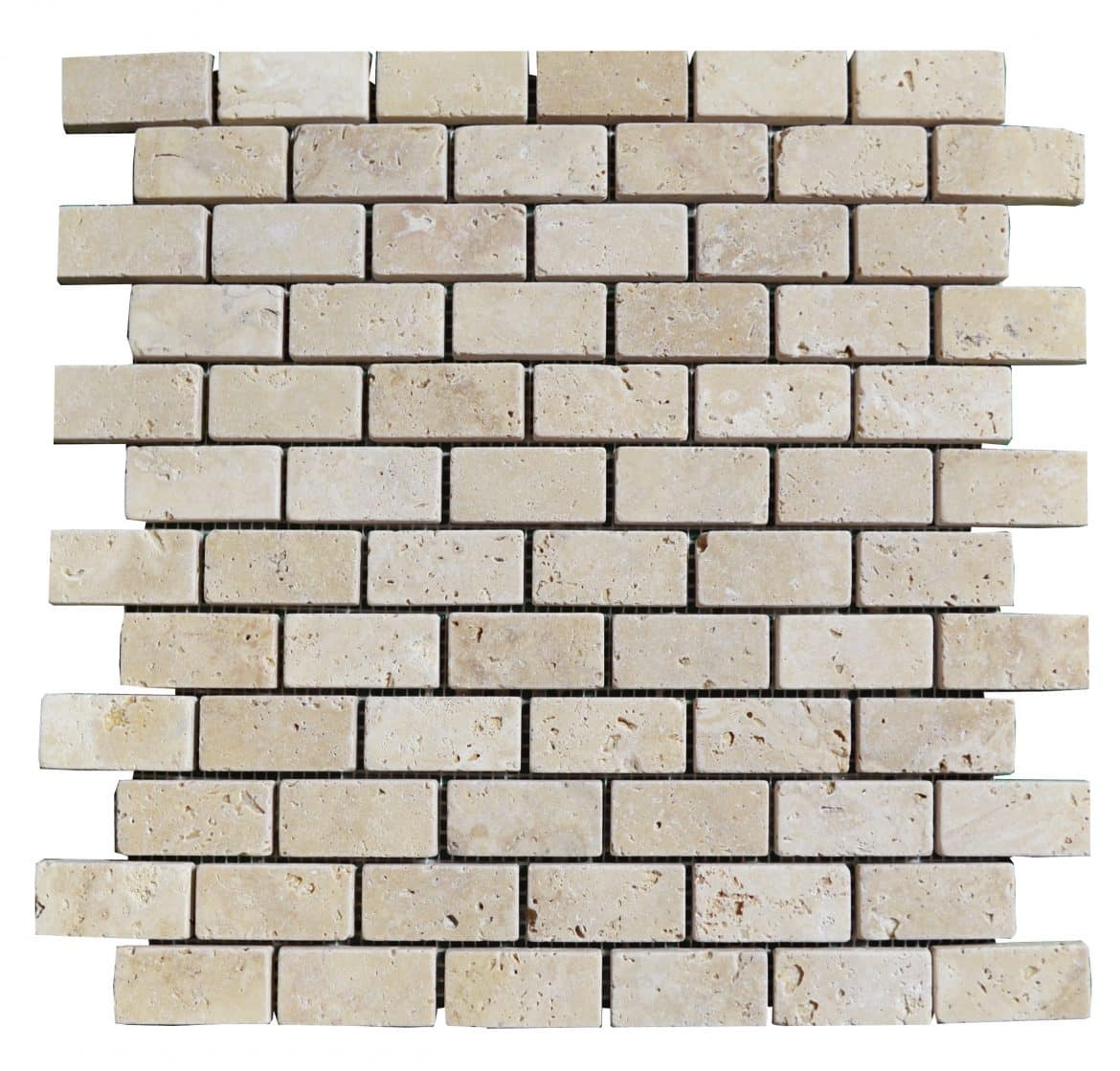 White Tumbled Travertine Mosaic Tiles 1x2 - Wholesale Paver
